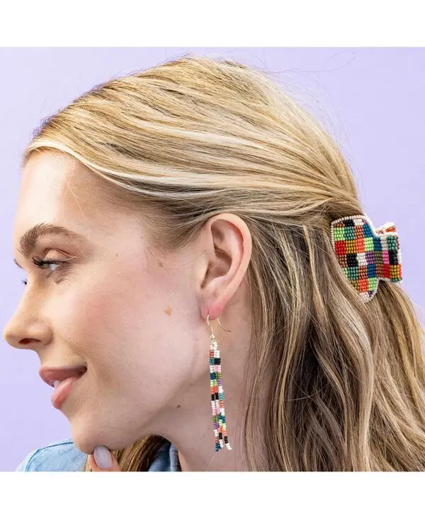 INK+ALLOY Gia Petite Hair Claw Clip - Multicolored Checkered
