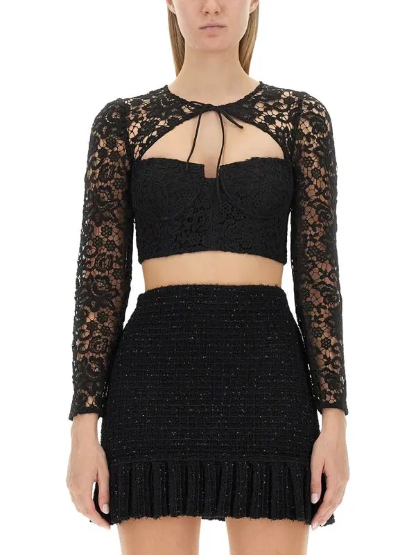 SELF-PORTRAIT Lace Cropped Top