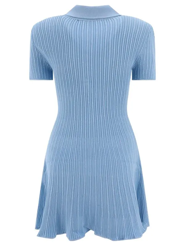 Self-Portrait Sequin Knit Dress - Light Blue | Editorialist