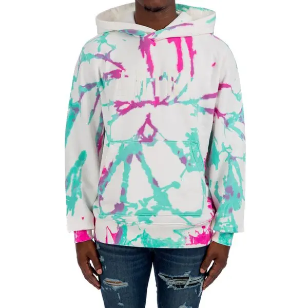 Amiri Logo Tie Dye Hooded Sweatshirt - White