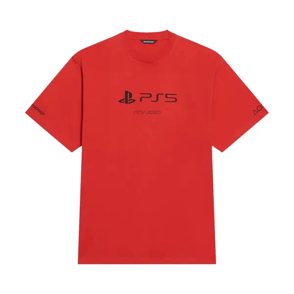 Balenciaga Playstation Boxy Tee 'vermillon/black - Red