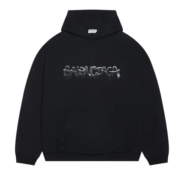 Balenciaga Wide Fit Hoodie - Black