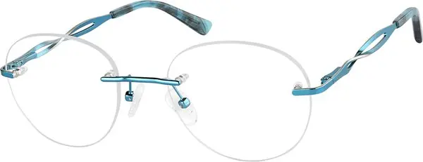 Zenni Round Rimless Eyeglasses With Stainless Steel Frame - Blue