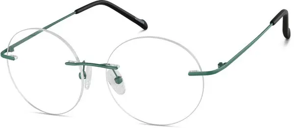 Zenni Round Rimless Eyeglasses With Stainless Steel Frame - Green
