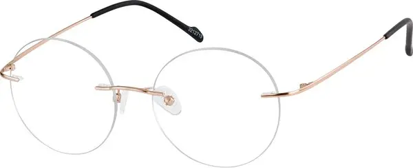 Zenni Round Rimless Eyeglasses With Stainless Steel Frame - Rose Gold