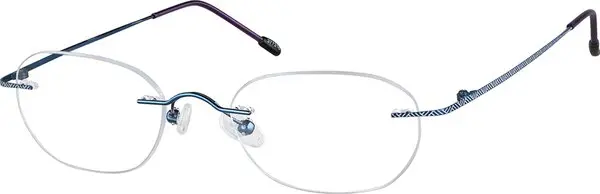 Zenni Lightweight Oval Rimless Titanium Frame Eyeglasses - Blue