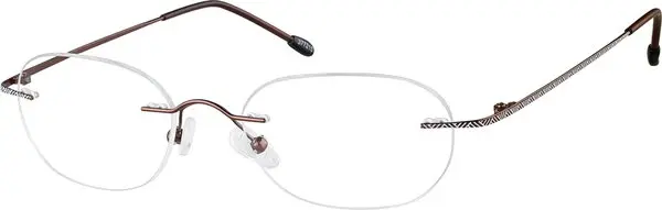Zenni Lightweight Oval Rimless Titanium Frame Eyeglasses - Brown