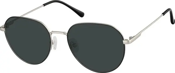 Zenni Aviator Full Rim Stainless Steel Sunglasses - Black