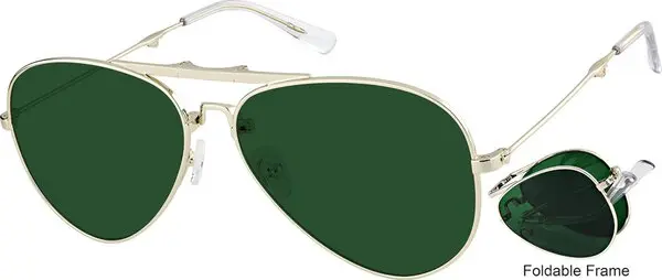 Zenni Aviator Full Rim Stainless Steel Sunglasses - Gold