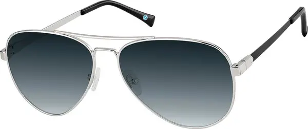 Zenni Aviator Full Rim Stainless Steel Sunglasses - Silver