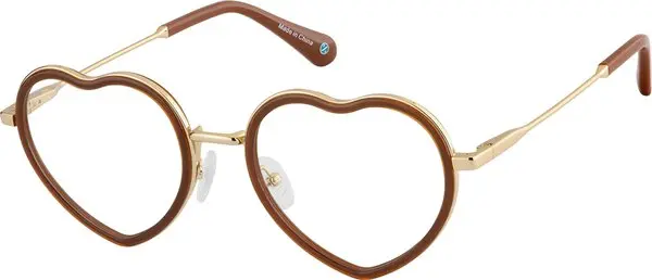 Zenni Heart Glasses Full Rim Frame - Brown