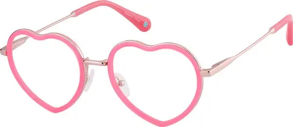 Zenni Heart Glasses Full Rim Frame - Pink