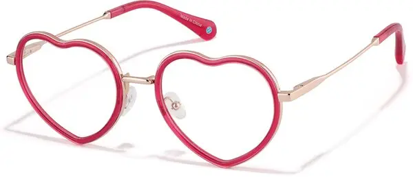 Zenni Heart Glasses Full Rim Frame - Pink/red