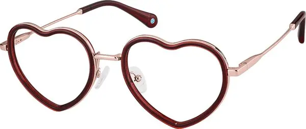 Zenni Heart Glasses Full Rim Frame - Red