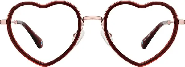 Zenni Heart Glasses Full Rim Frame - Red