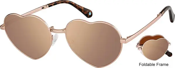 Zenni Heart Stainless Steel Full Rim Sunglasses - Rose Gold