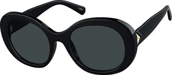 Zenni Round Sunglasses With Plastic Full Rim Frame - Black