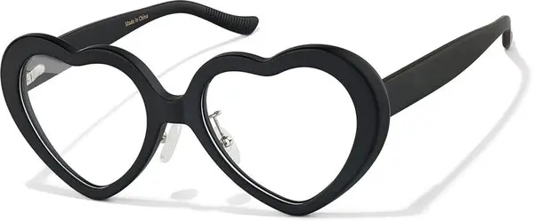 Zenni Heart Full Rim Frame Glasses - Black