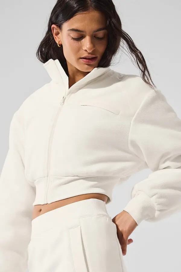 Alo Yoga Polar Fleece Cropped Jacket - Ivory