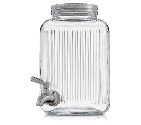 JOYJOLT Glass Fluted Drink Dispenser 1 Gallon - One-color