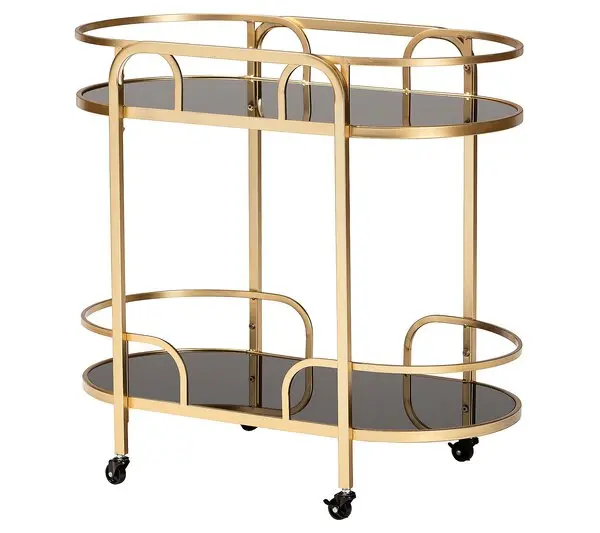 BAXTON STUDIO Leighton Gold Metal And Tempered Glass 2-tier W Ne Cart - One-color