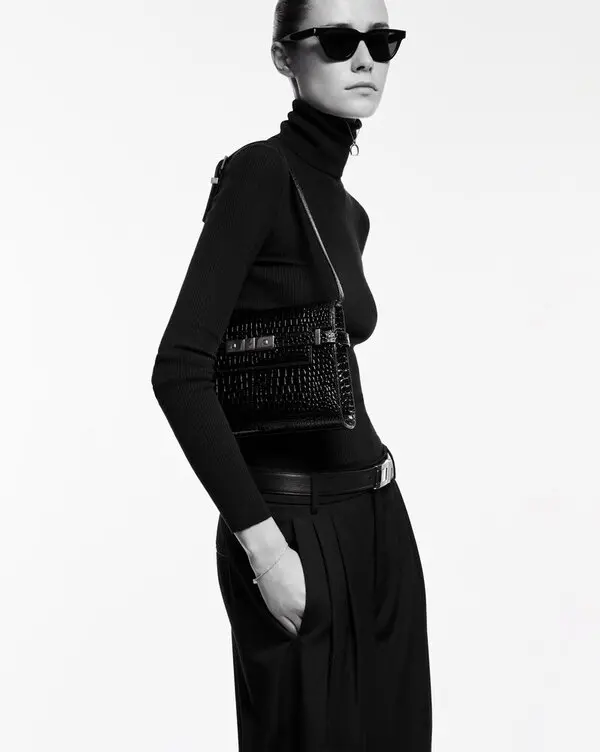 Saint Laurent Manhattan Crocodile-embossed Leather Shoulder Bag