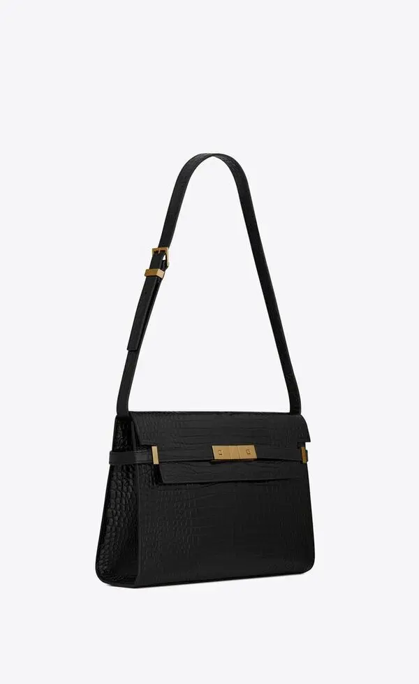 Saint Laurent Manhattan Crocodile-embossed Leather Shoulder Bag