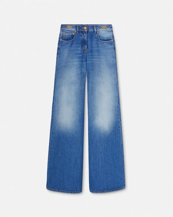 Versace Wide-leg Flared Jeans With Medusa '95 Hardware