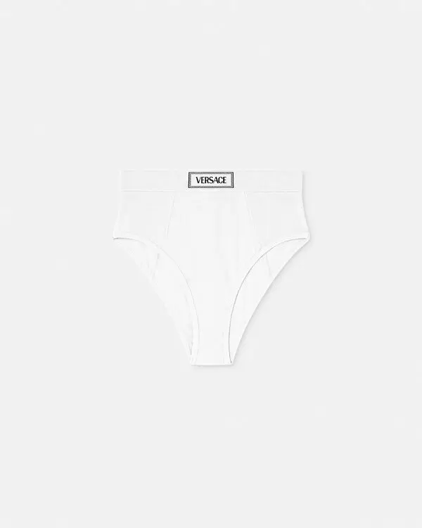 Versace Cotton Ribbed Briefs - White