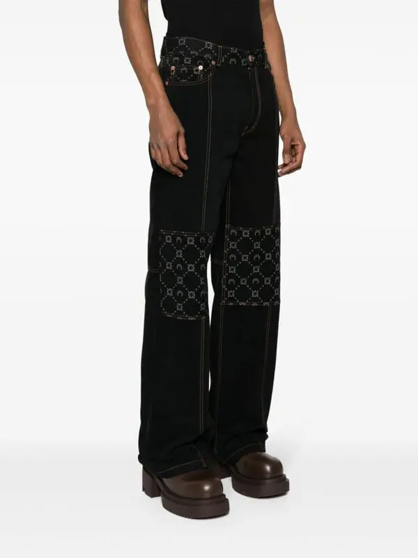 MARINE SERRE Moonogram-detail Wide-leg Jeans