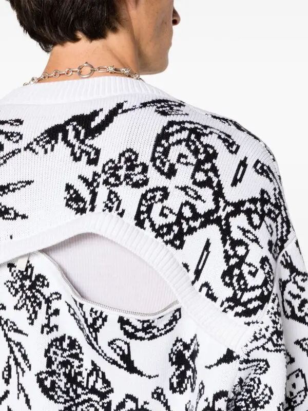 Off-White Intarsia-knit V-neck Cardigan