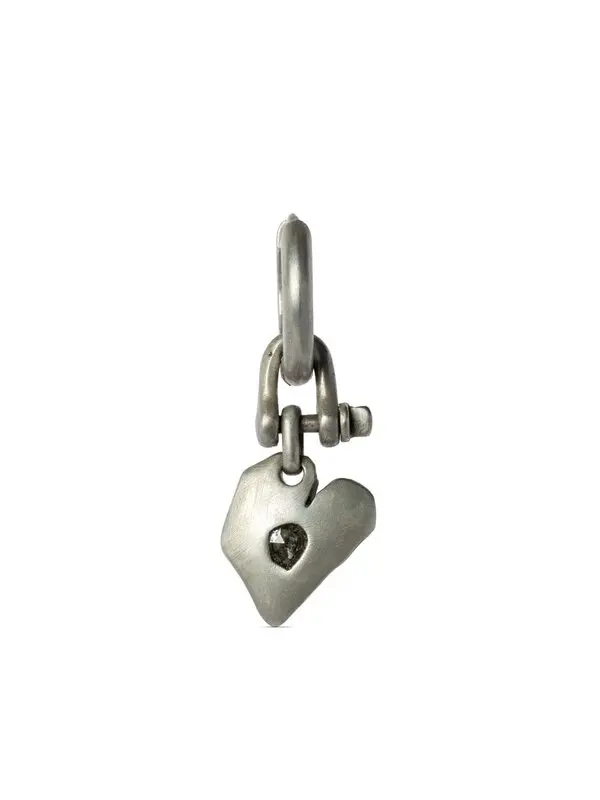 PARTS OF FOUR Jazz's Solid Heart Sterling And Diamond Drop Earring - Silver