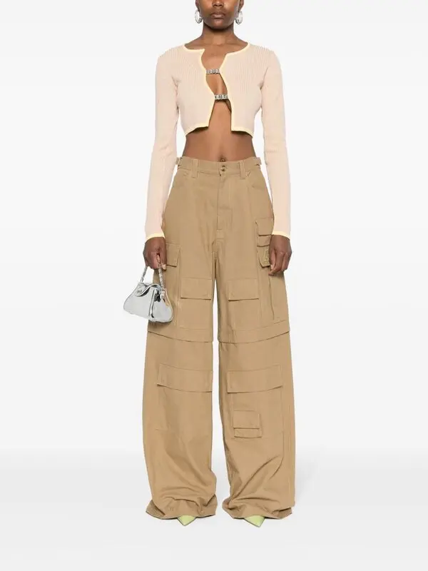 Gcds Comma Ribbed Cropped Cardigan - Pink