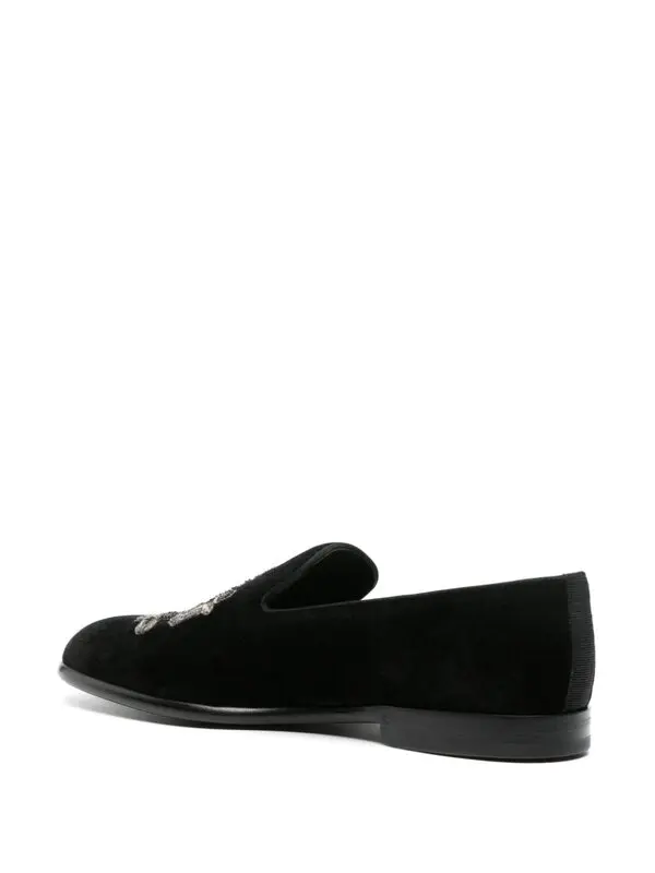 Dolce & Gabbana Coat-of-arms Embroidery Slippers - Black