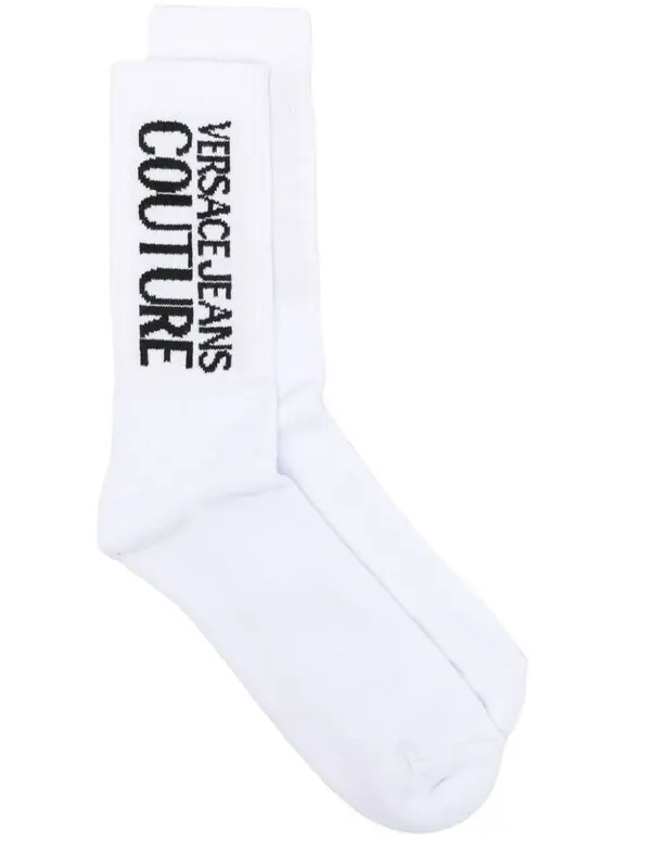 Versace Logo-intarsia Cotton Socks - White