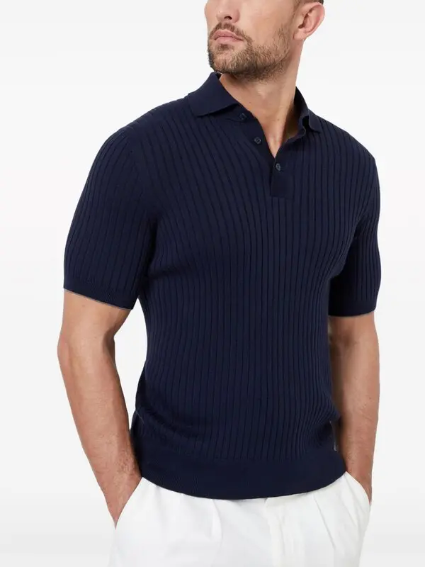Brunello Cucinelli Ribbed-knit Polo Shirt