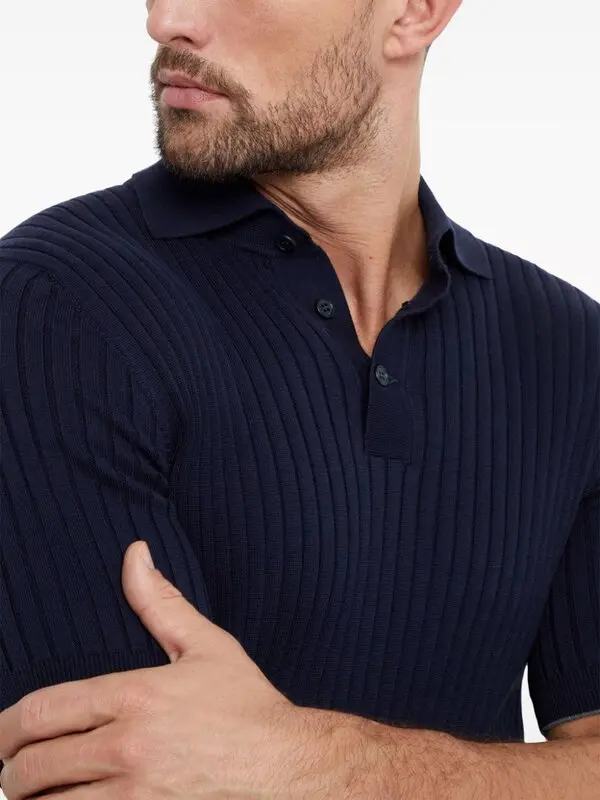 Brunello Cucinelli Ribbed-knit Polo Shirt