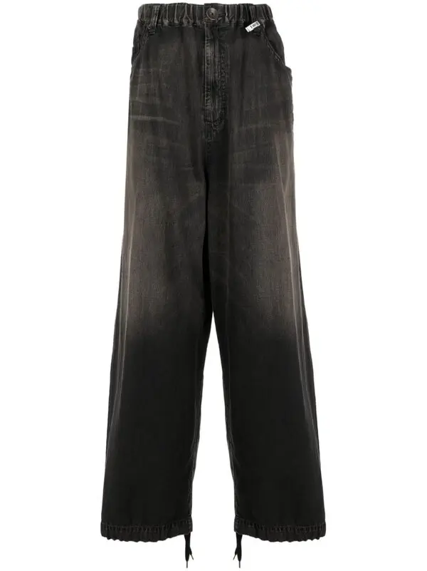 Mihara Yasuhiro Contrasting Panel Wide-leg Jeans - Black
