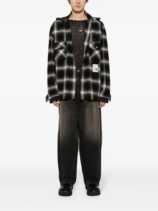 Mihara Yasuhiro Contrasting Panel Wide-leg Jeans - Black