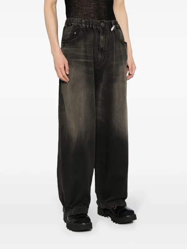 Mihara Yasuhiro Contrasting Panel Wide-leg Jeans - Black