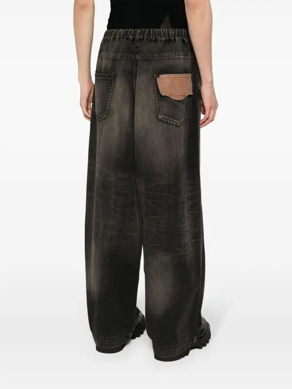 Mihara Yasuhiro Contrasting Panel Wide-leg Jeans - Black