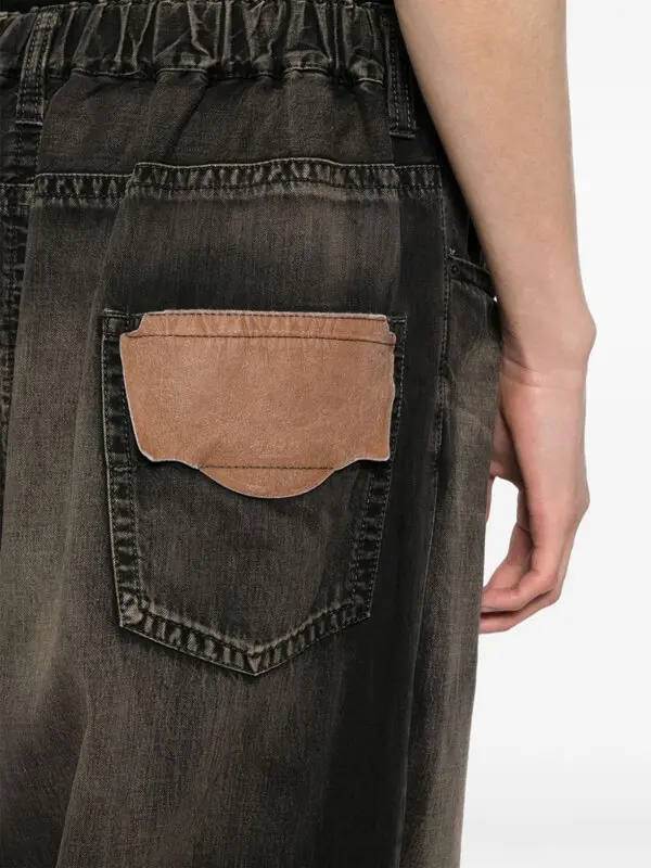Mihara Yasuhiro Contrasting Panel Wide-leg Jeans - Black