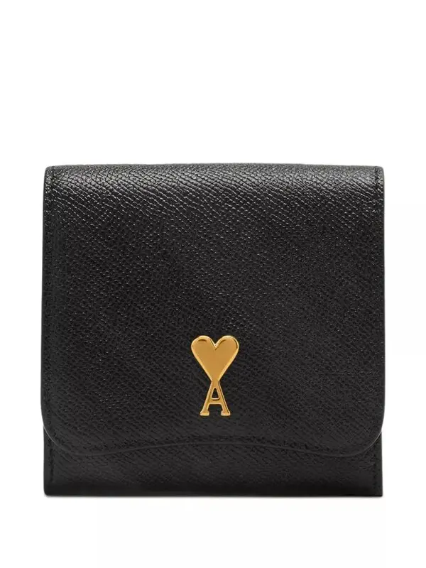 Ami Paris Paris Compact Leather Wallet - Black