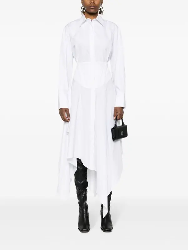 MUGLER Poplin Midi Dress - White