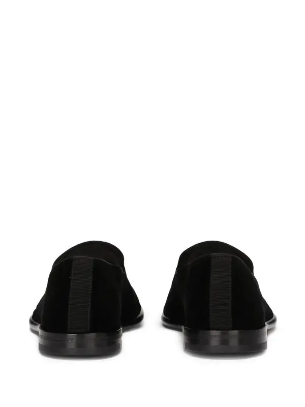 Dolce & Gabbana Logo-plaque Velvet Slippers