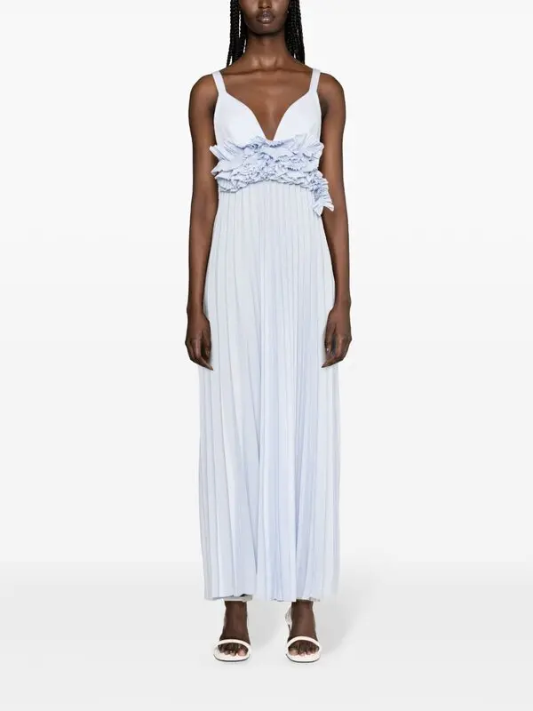 P.a.r.o.s.h Floral-appliqué Pleated Gown