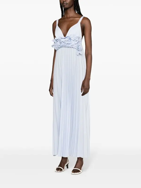 P.a.r.o.s.h Floral-appliqué Pleated Gown