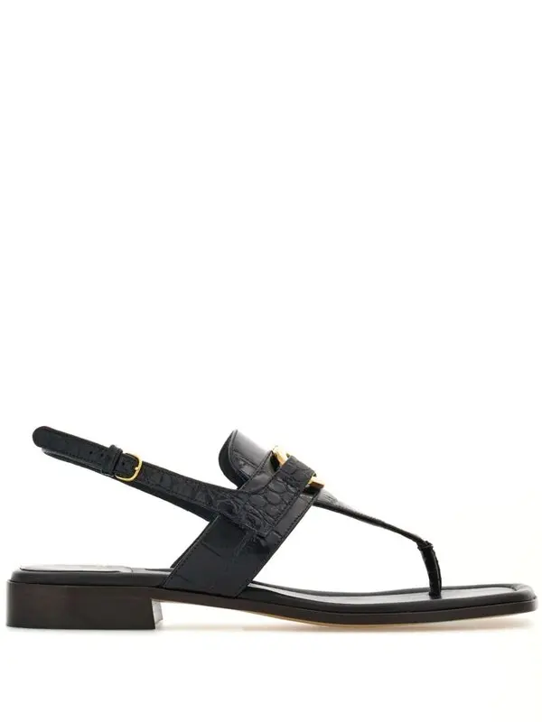 FERRAGAMO Gancini-buckle Leather Sandals - Black