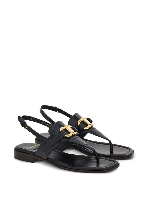 FERRAGAMO Gancini-buckle Leather Sandals - Black