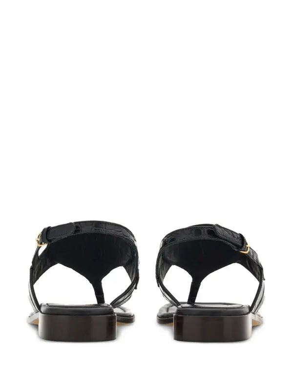 FERRAGAMO Gancini-buckle Leather Sandals - Black